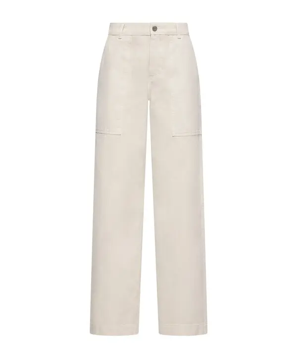 Moncler Straight-leg Cotton Canvas Trousers With Logo Detail - Light Beige