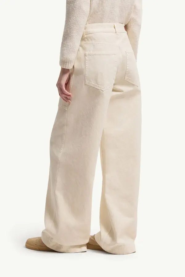 Moncler Straight-leg Cotton Canvas Trousers With Logo Detail - Light Beige