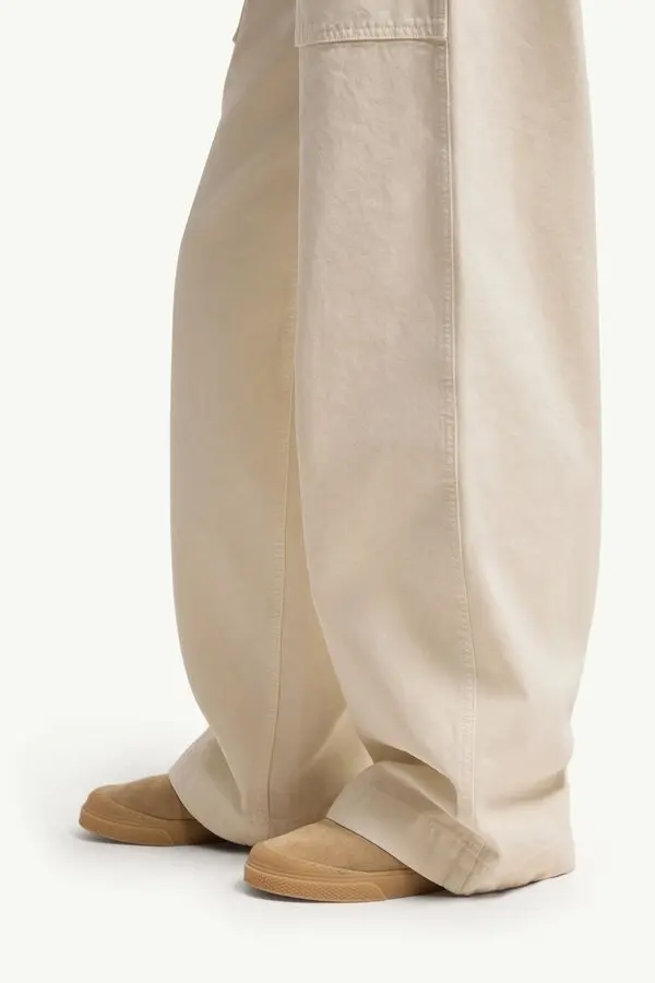 Moncler Straight-leg Cotton Canvas Trousers With Logo Detail - Light Beige