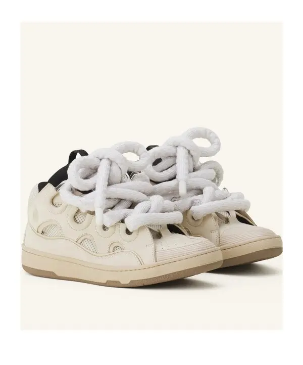 LANVIN Curb Lace-up Sneakers - Beige/black