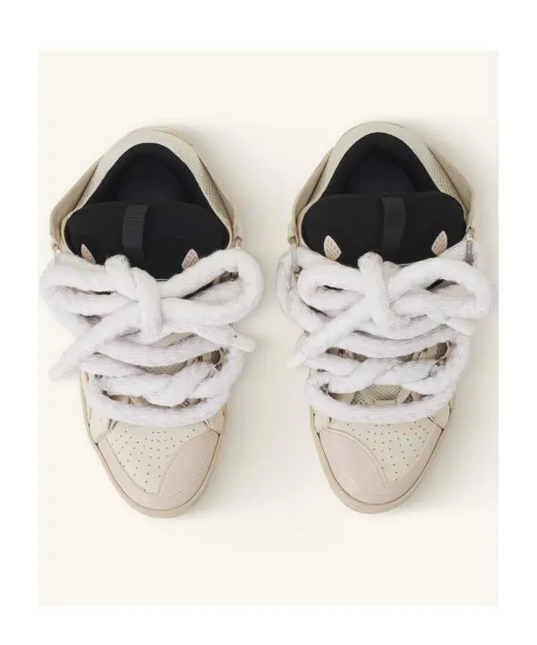 LANVIN Curb Lace-up Sneakers - Beige/black