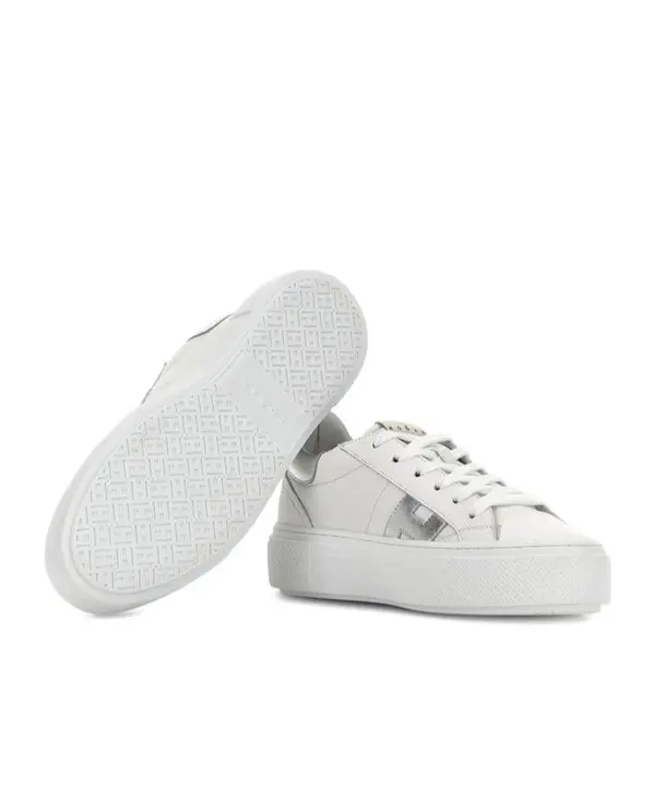 Hogan Leather Platform Sneakers With Silver-tone Detailing - White