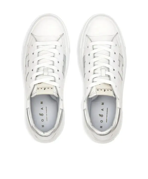 Hogan Leather Platform Sneakers With Silver-tone Detailing - White
