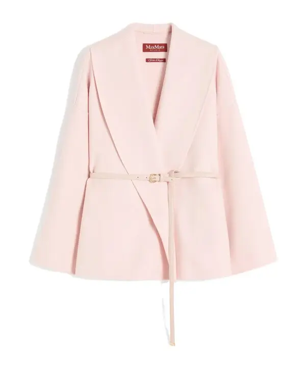 Max Mara Belted Shawl Collar Coat - Pink