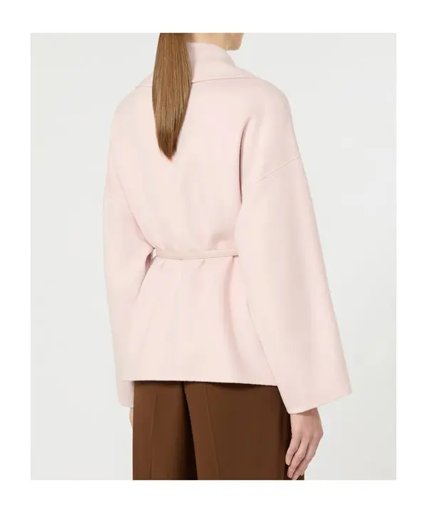 Max Mara Belted Shawl Collar Coat - Pink