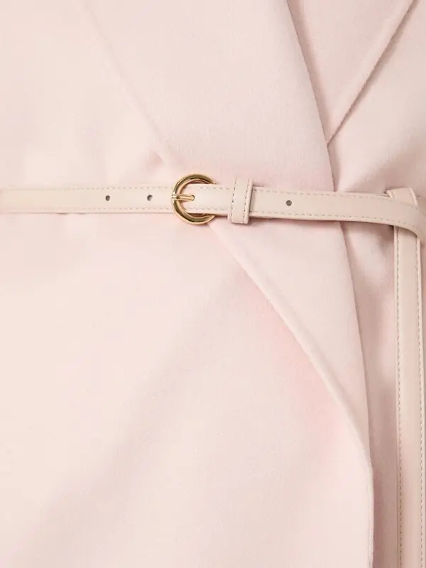Max Mara Belted Shawl Collar Coat - Pink