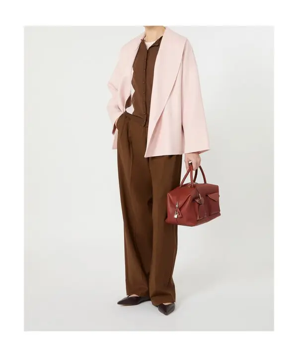 Max Mara Belted Shawl Collar Coat - Pink