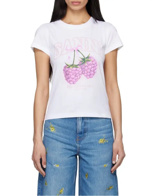 GANNI Raspberry Graphic Baby Fit T-shirt