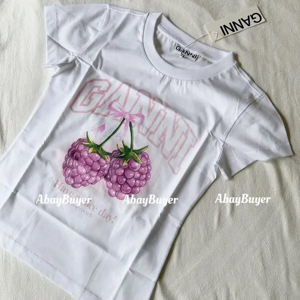 GANNI Raspberry Graphic Baby Fit T-shirt