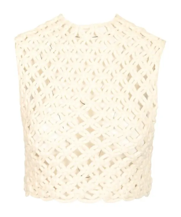 Alaïa Hand-knotted Crewneck Sleeveless Top - White