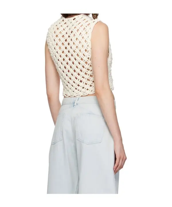 Alaïa Hand-knotted Crewneck Sleeveless Top - White