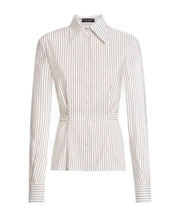 Dolce & Gabbana Pinstriped Shirt With Classic Collar - White