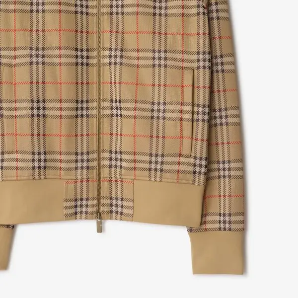 Burberry Check Zip-up Bomber Jacket - Sand-colored