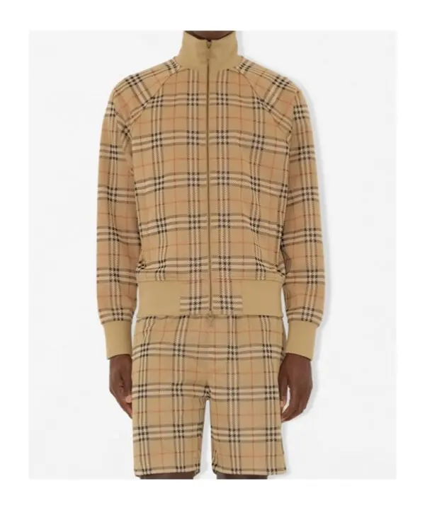 Burberry Check Zip-up Bomber Jacket - Sand-colored