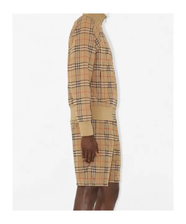 Burberry Check Zip-up Bomber Jacket - Sand-colored
