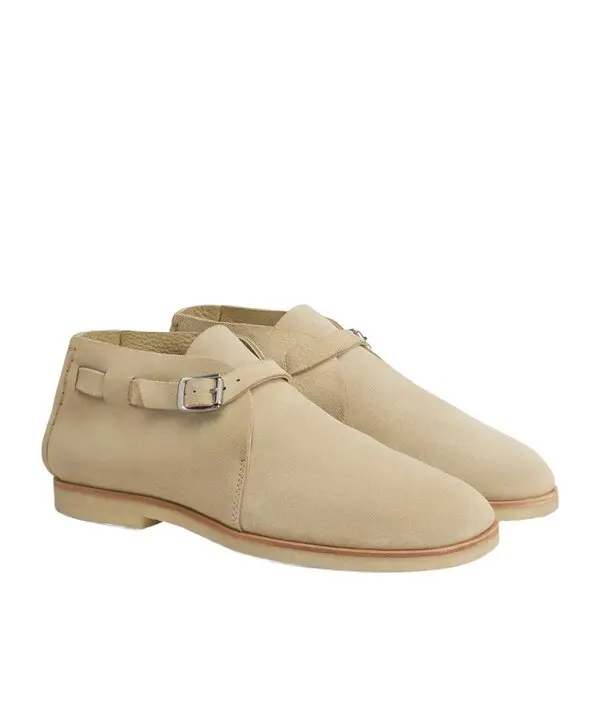 LEMAIRE Suede Buckle-strap Slip-on Slipper - Kraft Beige
