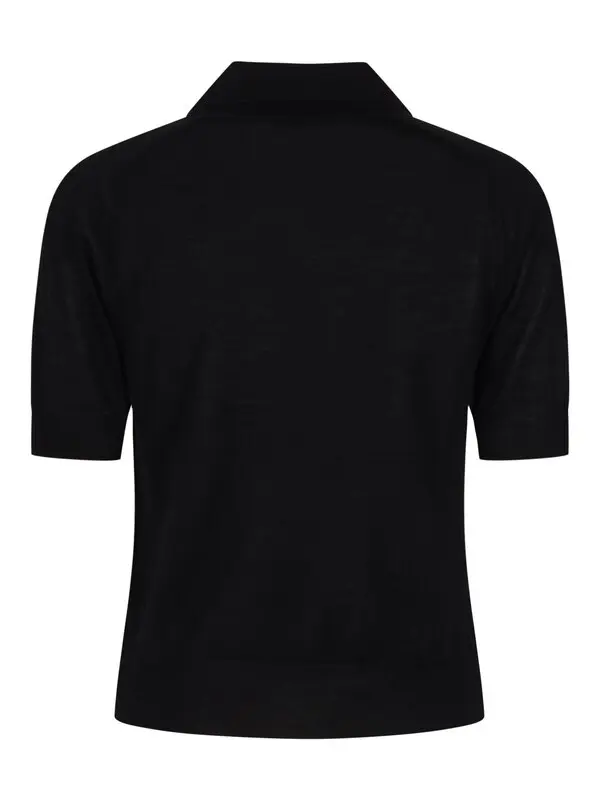AMI Paris Logo Embroidered Knitted Polo Top