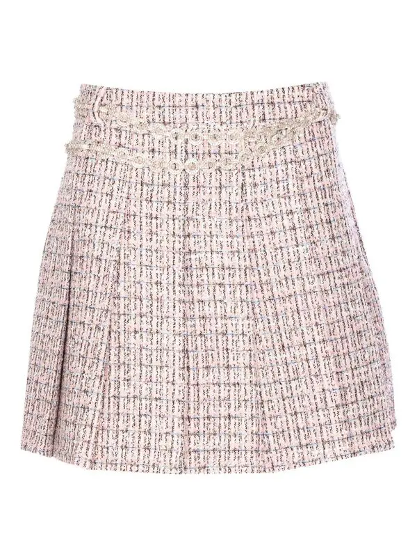 SELF-PORTRAIT Pleated Chain Belt Mini Skirt - No