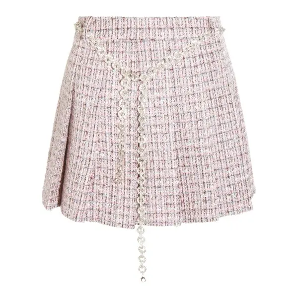 SELF-PORTRAIT Pleated Chain Belt Mini Skirt - No