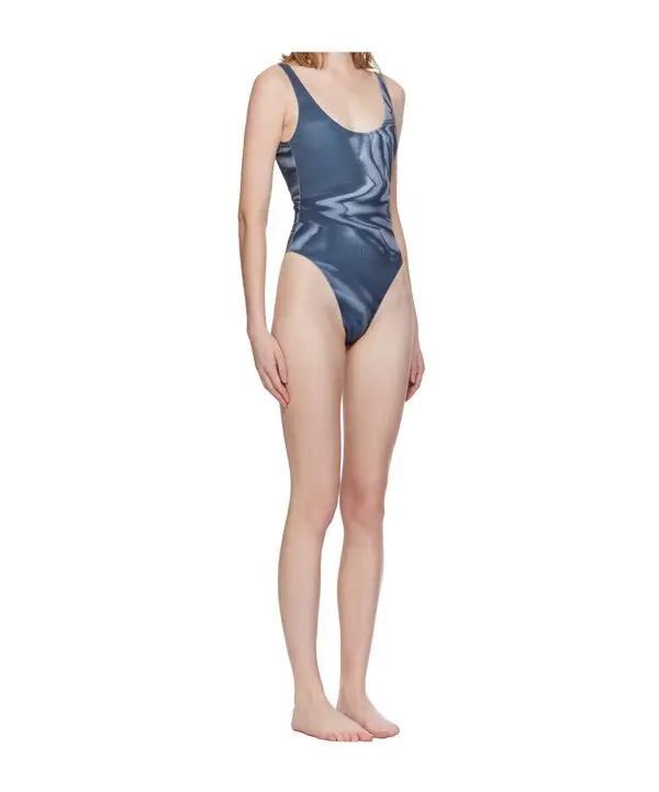 JEAN PAUL GAULTIER Backless One-piece Swimsuit - White/gray/blue
