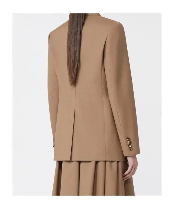 Max Mara Single-breasted Woolen Cloth Blazer - Hazelnut Brown