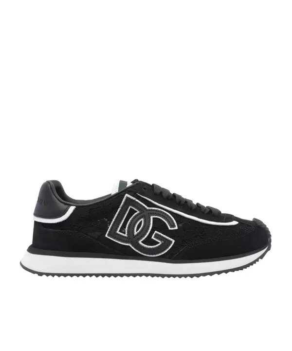 Dolce & Gabbana Logo Patch Lace-up Sneakers - Black
