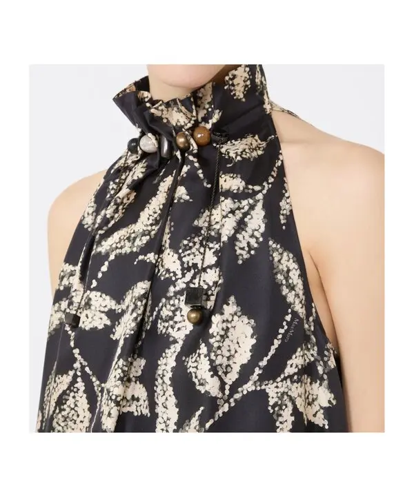 Max Mara Sleeveless Printed Maxi Dress - Black