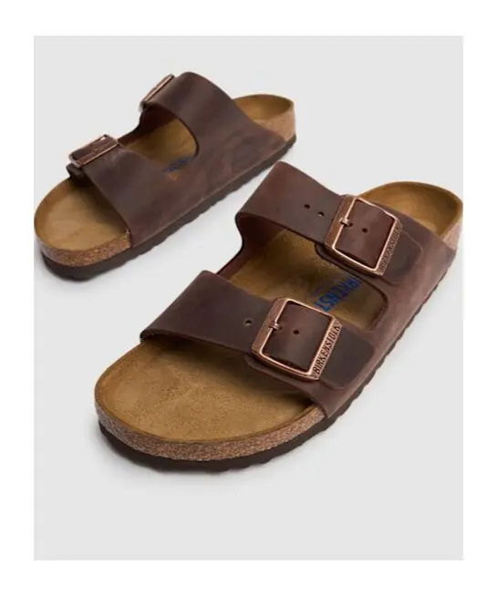 BIRKENSTOCK Arizona Waxy Leather Sandals - Brown