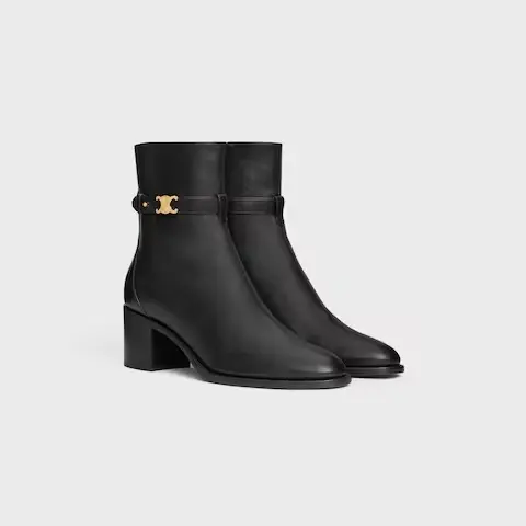 Celine Garance Triomphe Strap Boot In Calfskin