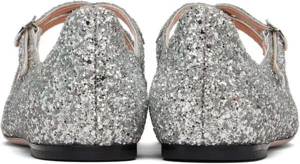 Bally Beliska Glitter Ballet Flats With Crisscross Straps - Silver