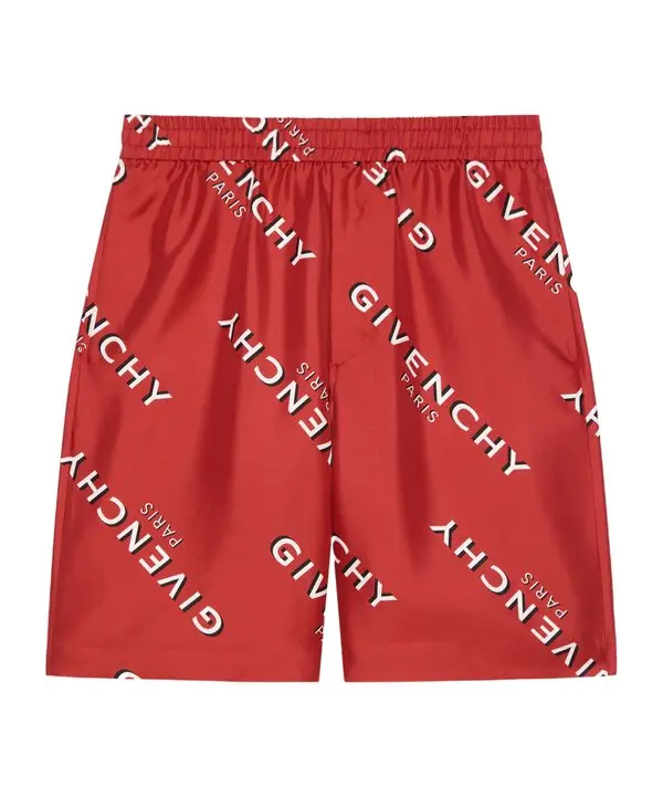 Givenchy Logo Shadow Printed Bermuda Shorts - Red