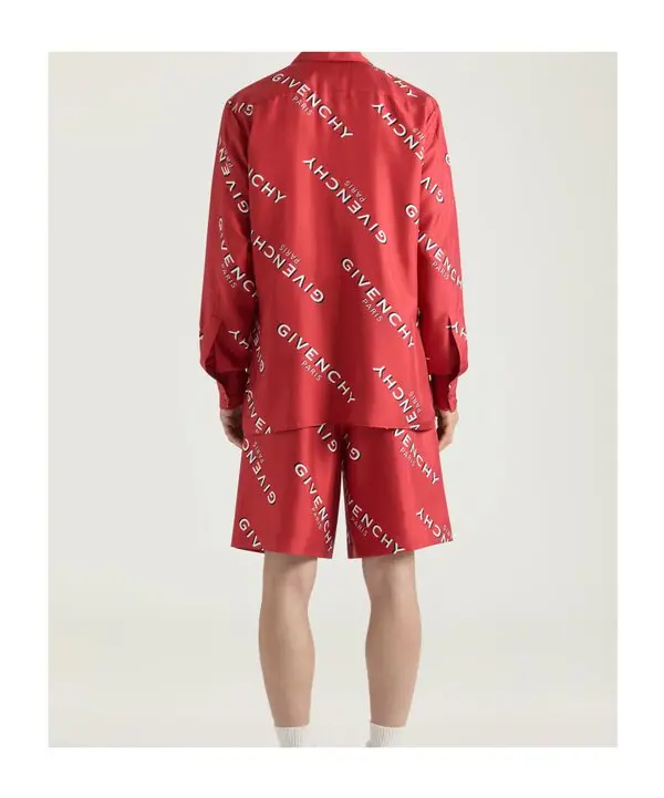 Givenchy Logo Shadow Printed Bermuda Shorts - Red