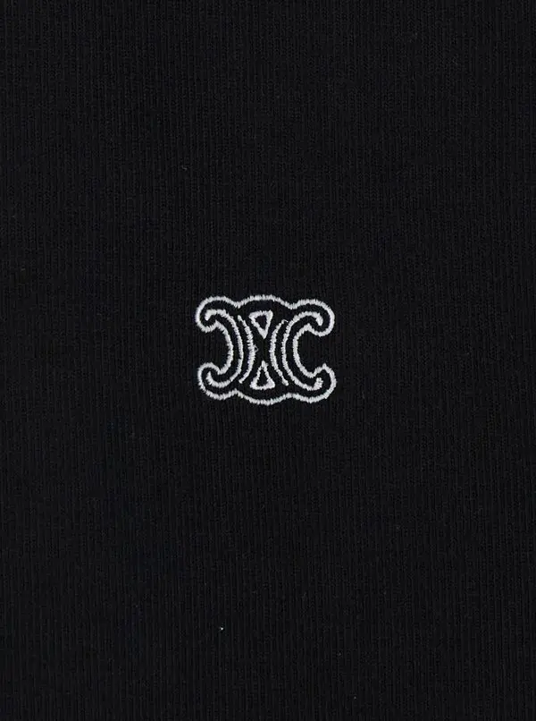 Celine Polo Shirt In Ribbed Cotton Jersey - Black/white