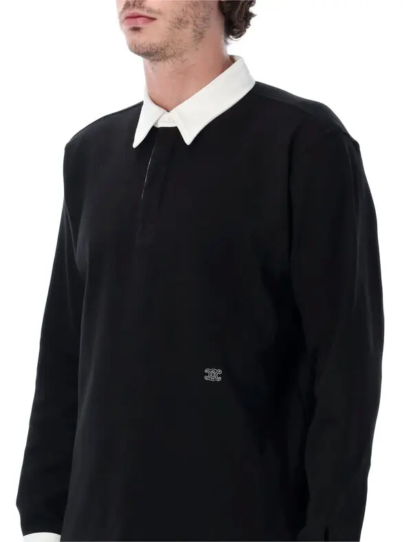 Celine Polo Shirt In Ribbed Cotton Jersey
