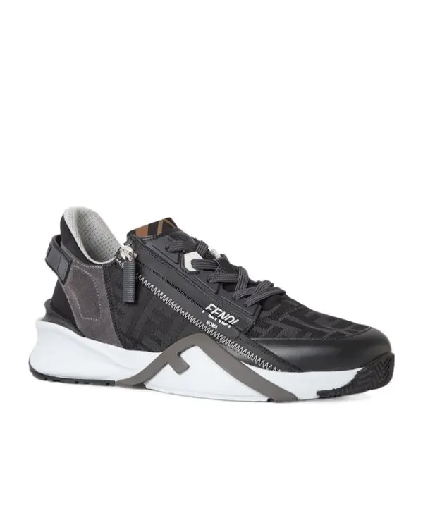 Fendi Ff Jacquard Running Sneakers - Black