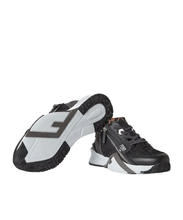 Fendi Ff Jacquard Running Sneakers - Black