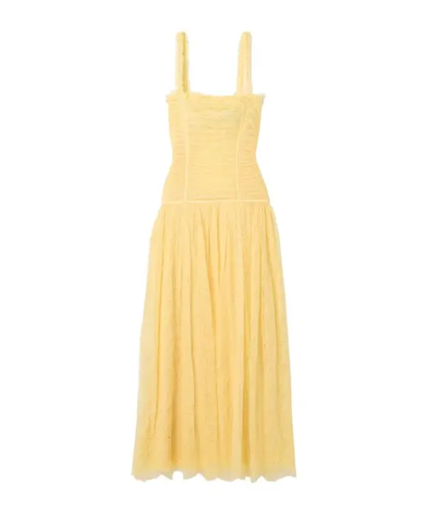 Ulla Johnson Florelle Pleated Maxi Dress - Yellow