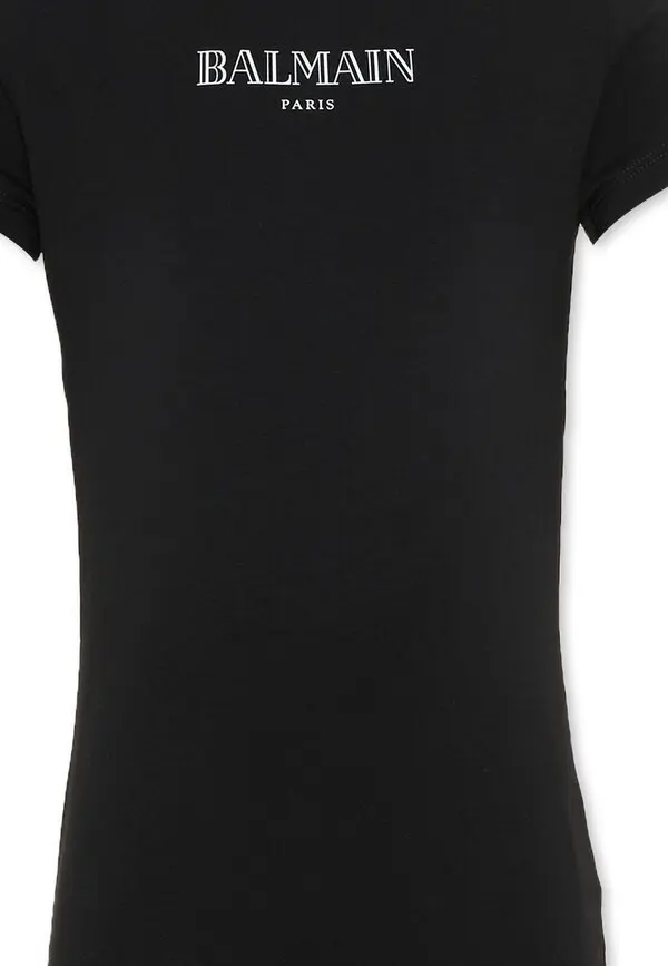 Balmain Short Sleeve Ruffled Dress
