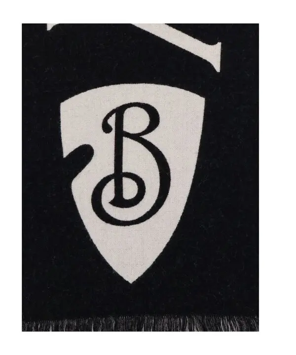 Burberry Logo Jacquard Frayed-edge Scarf - Black
