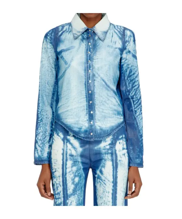 DIESEL® Snap-front Printed Long Sleeve Shirt