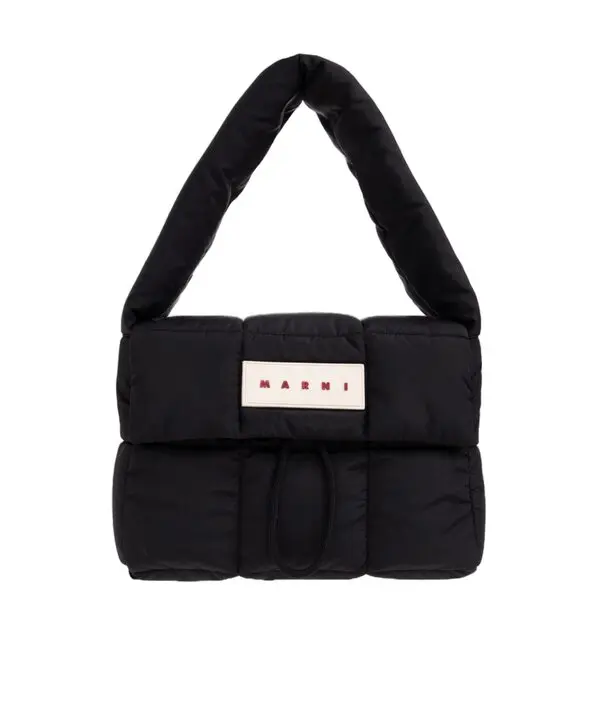 Marni Quilted Logo Patch Shoulder Bag