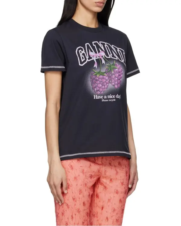 GANNI Raspberry Print T-shirt