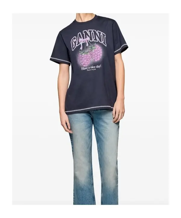 GANNI Raspberry Print T-shirt