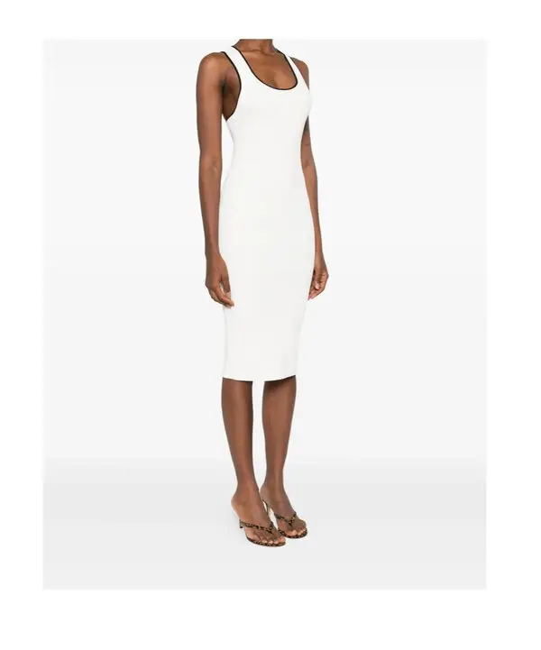 Gucci Sleeveless Ribbed Logo Intarsia Midi Dress