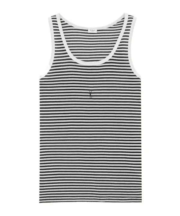 Saint Laurent Cassandre Striped Tank Top - White