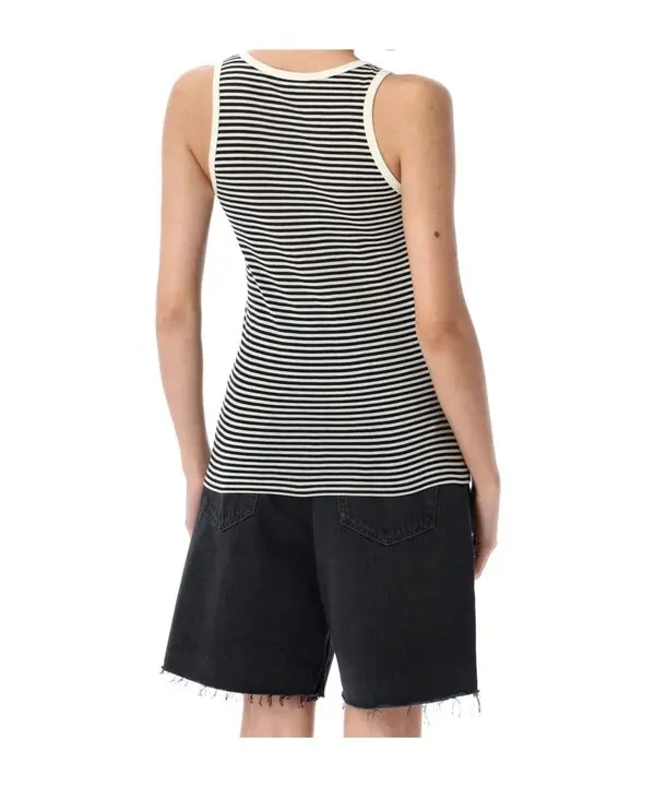 Saint Laurent Cassandre Striped Tank Top - White