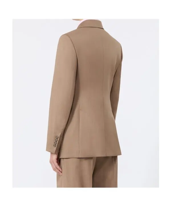 Max Mara Tailored Double Breasted Long Sleeve Blazer - Hazelnut Color