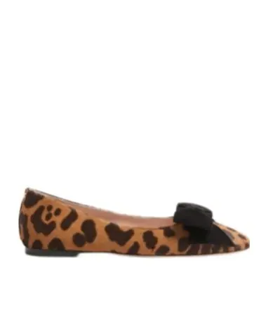Valentino Garavani Leopard Print Bow Slip-on Ballet Flats - Brown