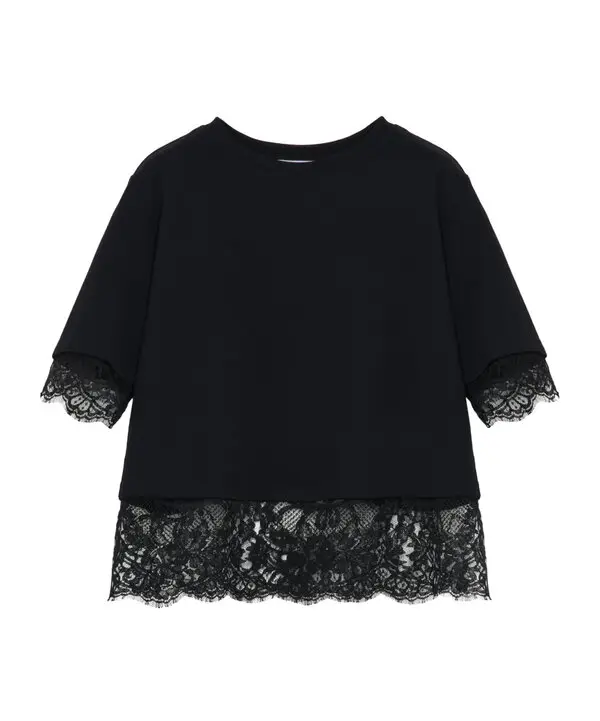 Alexander McQueen Lace Trimmed Crewneck T-shirt