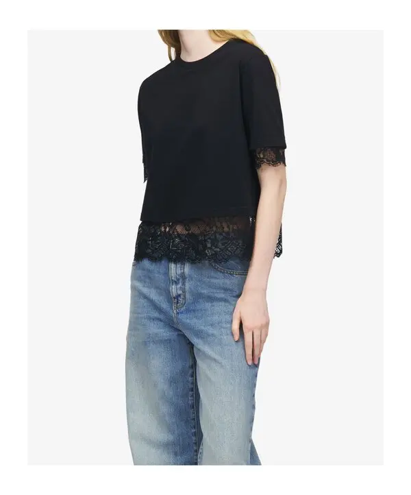 Alexander McQueen Lace Trimmed Crewneck T-shirt